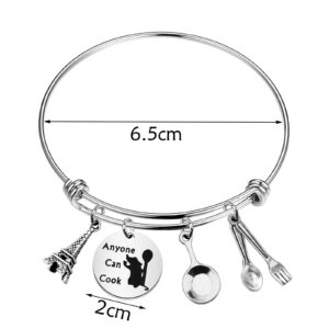 TGBJE Chef Cook Jewelry Kitchen Knife And Fork Dish Charm Bracelet Chef Gift Anyone Can Cook Bangle Kitchen Gift (cook BR)