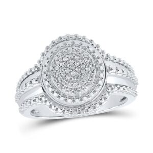 the diamond deal 10kt white gold womens round diamond cluster fashion ring 1/8 cttw