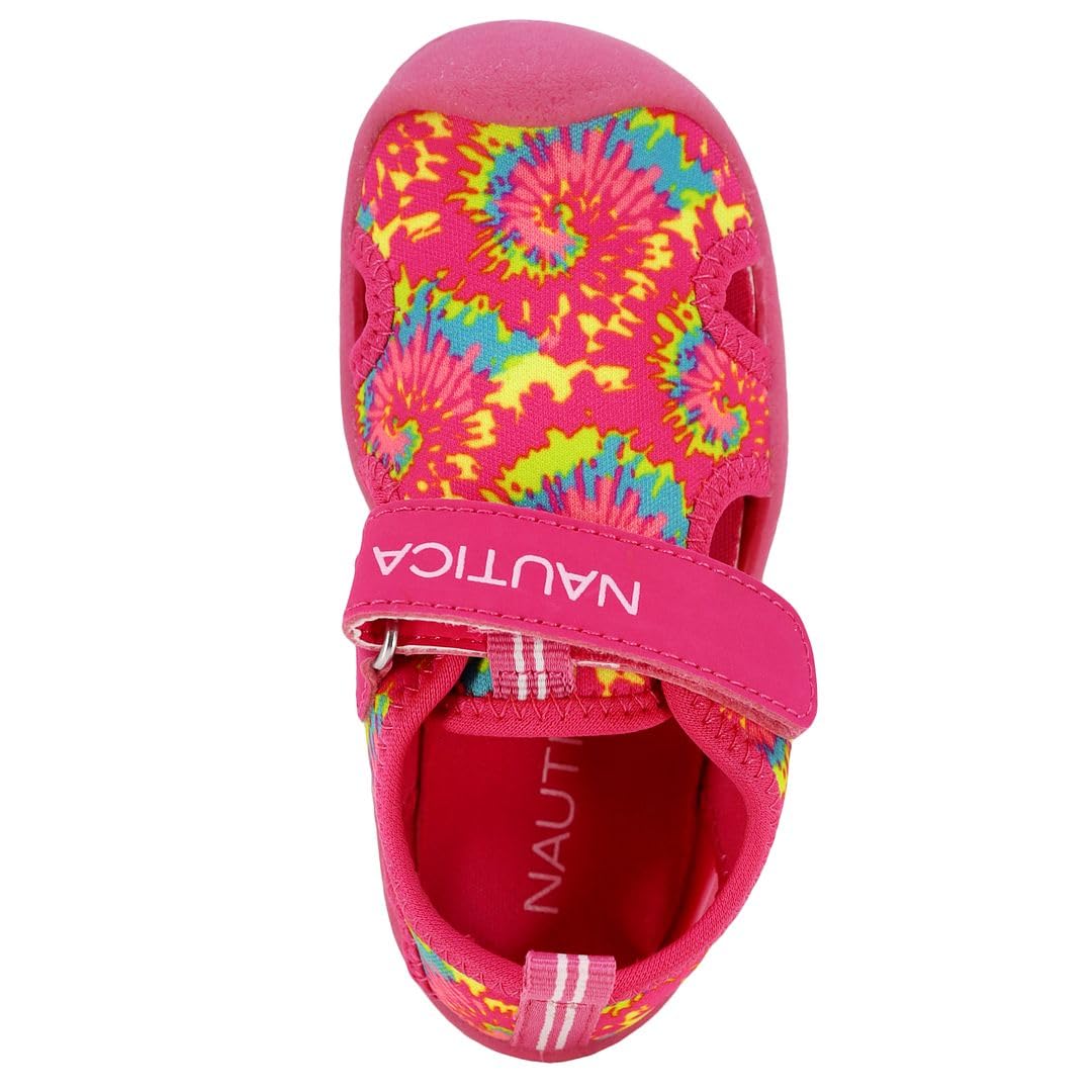 Nautica Kids Protective Water Shoe,Closed-Toe Sport Sandal For Boys and Girls-Kettle Gulf-Pink Bright Multi Tie Dye Size-8