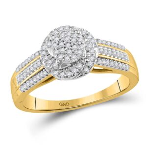 the diamond deal 10kt yellow gold womens round diamond cluster ring 1/4 cttw