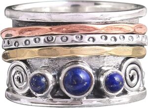 lapis lazuli gemstone spinning designer handmade beautyful silver spinner rring (7)