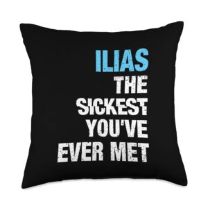 custom ilias gifts & accessories for men ilias the sickest you've ever met personalized name throw pillow, 18x18, multicolor