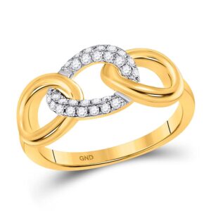 the diamond deal 10kt yellow gold womens round diamond linked oval ring 1/5 cttw