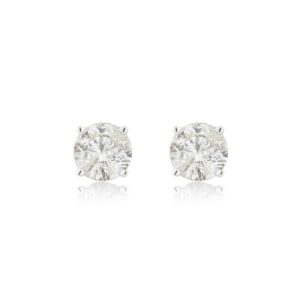 Beyond Brilliance 0.75 Carat Diamond, 14K White Gold Round Cut Solitaire Stud Earrings (I-J, I2-I3) | Natural Diamond Jewelry for Women | Gift Box Included