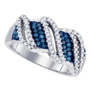 the diamond deal 10kt white gold womens round blue color enhanced diamond band ring 1/2 cttw