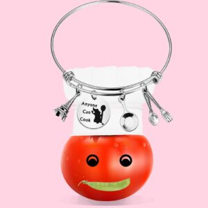 TGBJE Chef Cook Jewelry Kitchen Knife And Fork Dish Charm Bracelet Chef Gift Anyone Can Cook Bangle Kitchen Gift (cook BR)