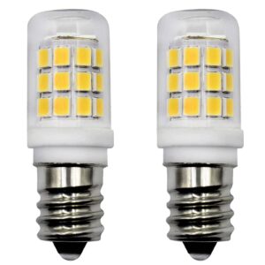 e12 led fridge water dispenser light bulb 2w(15w replacement) 120v t5 tubular appliance bulb for chandeliers home lighting refrigerator/dryer drum light c7/s6 clear glass daylight white 6000k,2-pack