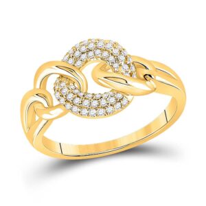 the diamond deal 14kt yellow gold womens round diamond curb link fashion ring 1/5 cttw