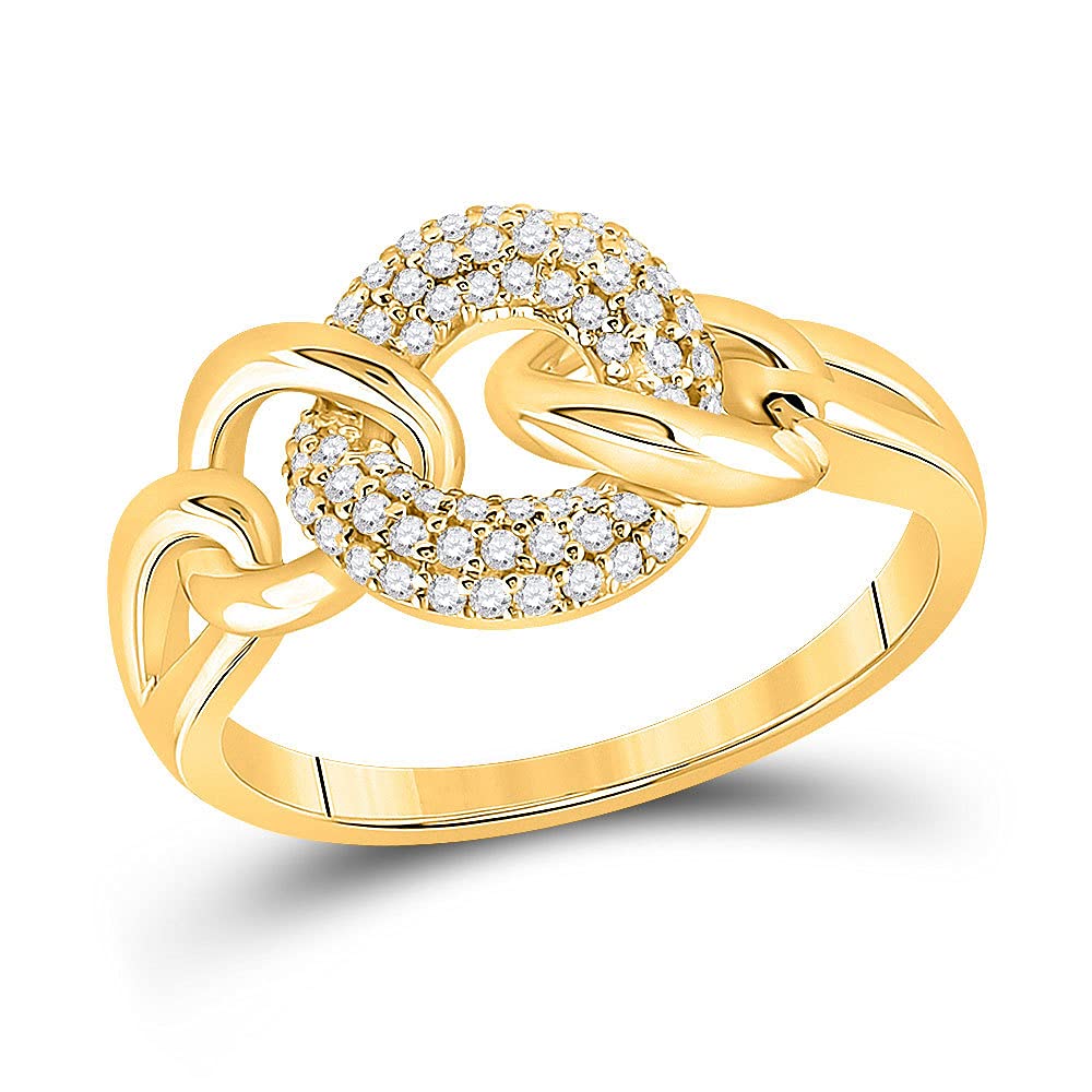 The Diamond Deal 14kt Yellow Gold Womens Round Diamond Curb Link Fashion Ring 1/5 Cttw