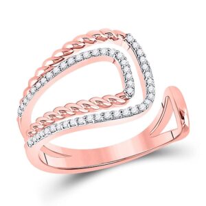 the diamond deal 14kt two-tone gold womens round diamond open rope fashion ring 1/5 cttw