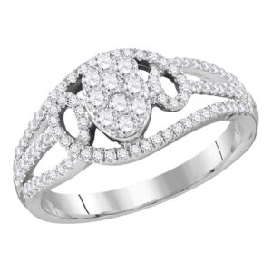 the diamond deal 10kt white gold womens round diamond oval cluster ring 1/2 cttw