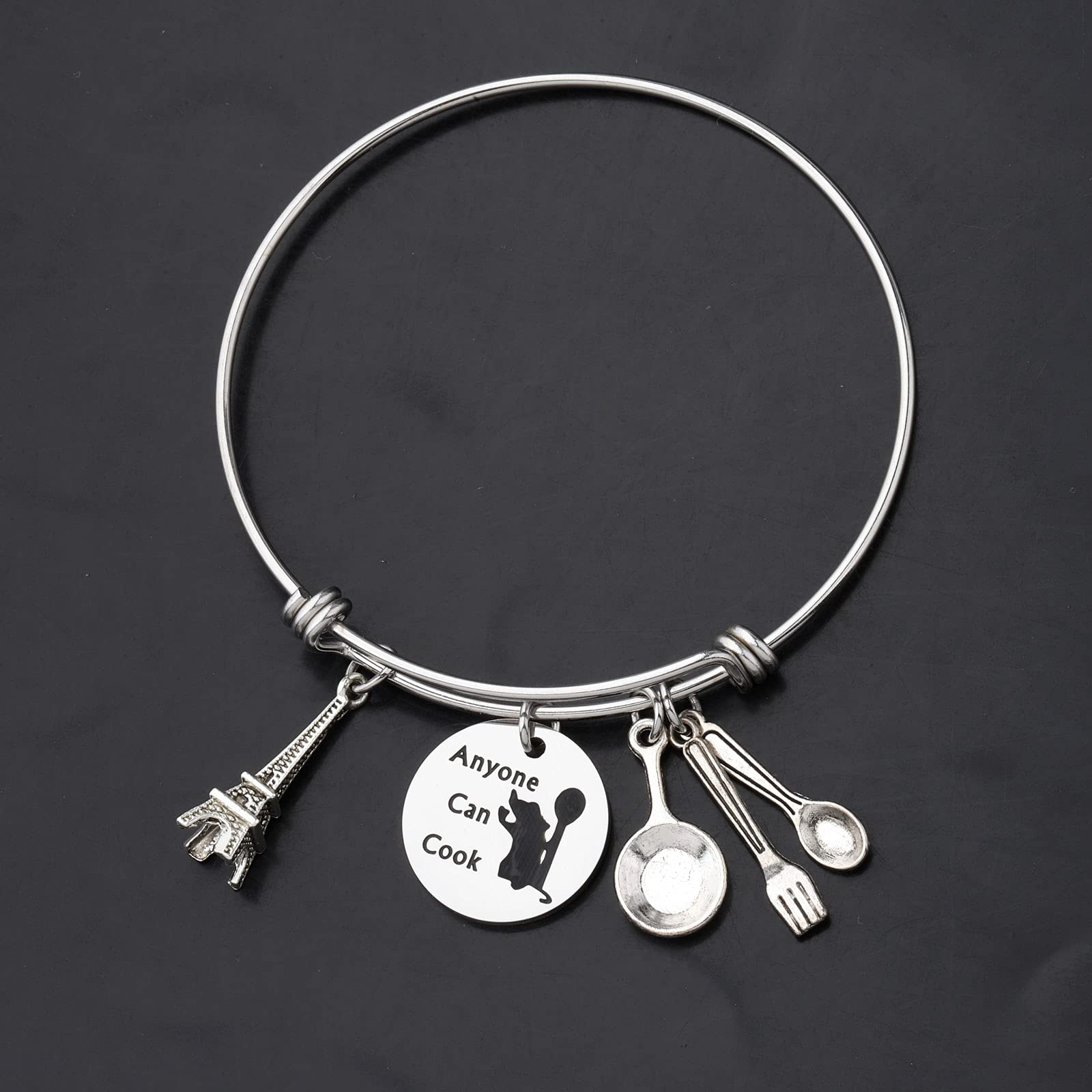 TGBJE Chef Cook Jewelry Kitchen Knife And Fork Dish Charm Bracelet Chef Gift Anyone Can Cook Bangle Kitchen Gift (cook BR)