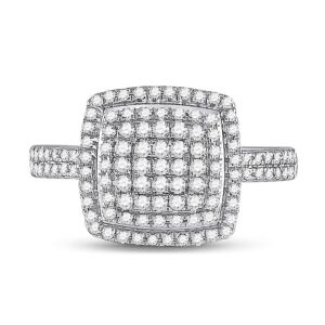 The Diamond Deal 10kt White Gold Womens Round Diamond Square Cluster Ring 5/8 Cttw