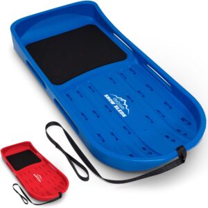 gosports 2 person premium snow sled with double walled construction, pull strap and padded seat - choose between red and blue