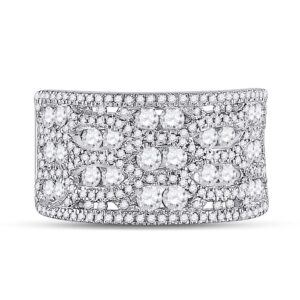 The Diamond Deal 14kt White Gold Womens Round Diamond Right Hand Cocktail Ring 1-3/4 Cttw