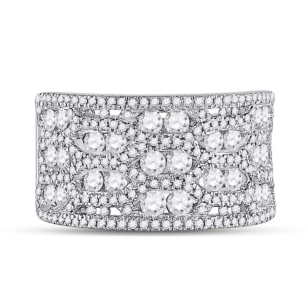 The Diamond Deal 14kt White Gold Womens Round Diamond Right Hand Cocktail Ring 1-3/4 Cttw