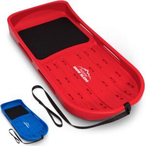 gosports 2 person premium snow sled with double walled construction, pull strap and padded seat - choose between red and blue