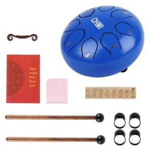 Rain Drum for Outside，Steel Tongue Drum，8 Notes 6 inches Rain Music Maker Outside with Bag, Hand Pan Drums with Music Book and Mallets, D Key Tongue Drum (Blue)