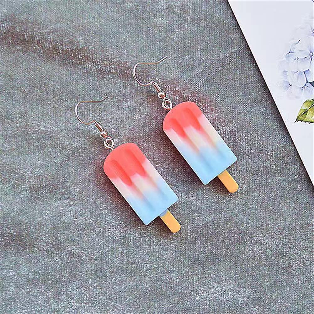 CHUNYANAN 6 pairs Boho Personality Creative Acrylic Simulation Popsicle Dangle Drop Earrings Three-Color Ice Cream Drop Earrings For Women Chic Jewelry Gift (6 pairs Ice Cream Drop Earrings)