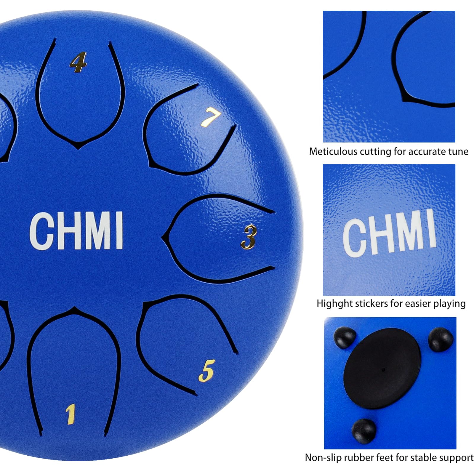 Rain Drum for Outside，Steel Tongue Drum，8 Notes 6 inches Rain Music Maker Outside with Bag, Hand Pan Drums with Music Book and Mallets, D Key Tongue Drum (Blue)