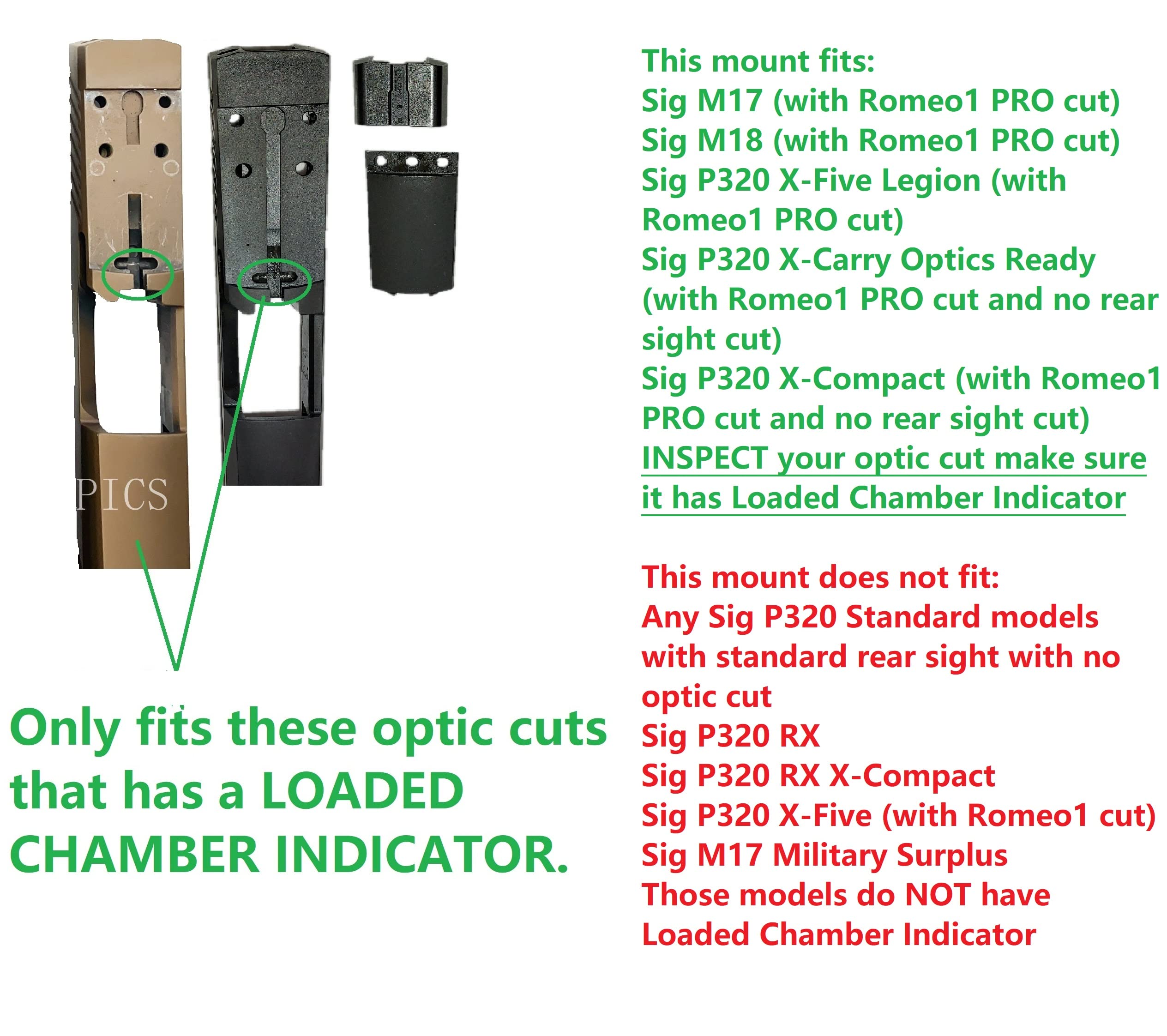 Ade Advanced Optics RD3-006 Green Dot Sight + Optic Mounting Plate for Sig Sauer P320 M17 / M18 Pistol