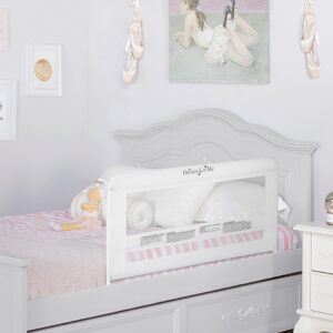 dream on me lilibet mesh safety bed rail in white for twin, full and queen size bed, bed rail for toddler