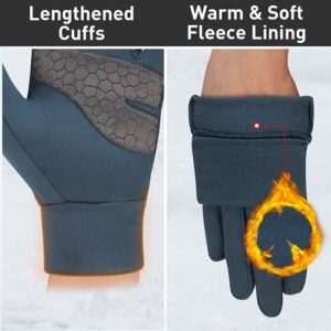 Arcweg Running Gloves Winter Thermal Anti-Slip Touchscreen Gloves Windproof Fleece Lining Gloves Men Women for Sports Walking Cycling Driving Riding Bike Blue S/M