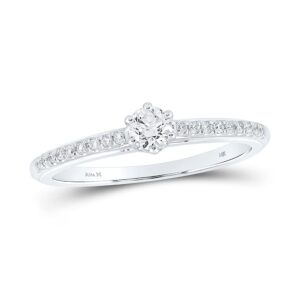 the diamond deal 14kt white gold round diamond solitaire bridal wedding engagement ring 1/3 cttw