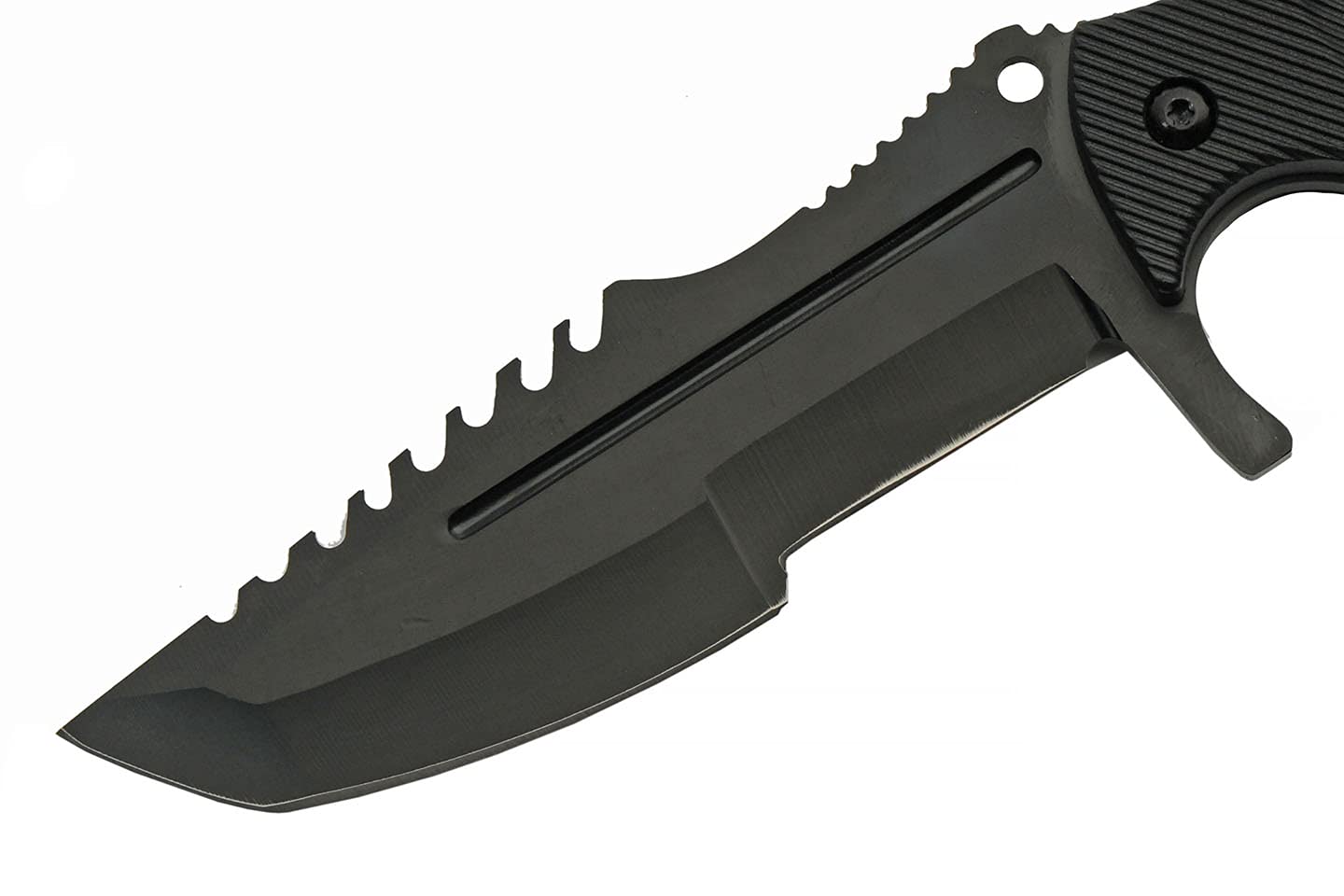 Szco Supplies 8.5” Black Finished Full tang Fixed Blade Saw Back Tracker Survivor Knife With Sheath