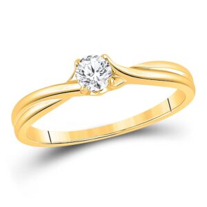 the diamond deal 14kt yellow gold womens round diamond solitaire bridal wedding engagement ring 1/4 cttw