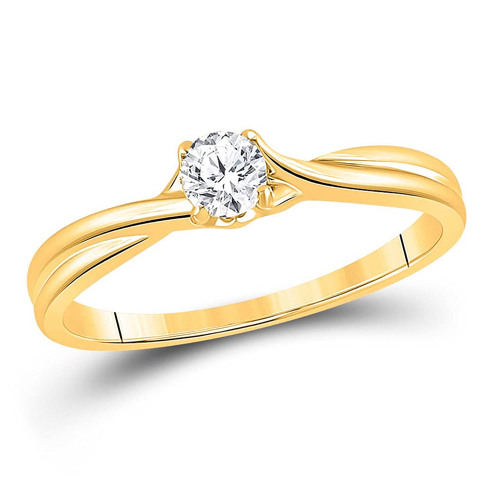 The Diamond Deal 14kt Yellow Gold Womens Round Diamond Solitaire Bridal Wedding Engagement Ring 1/4 Cttw