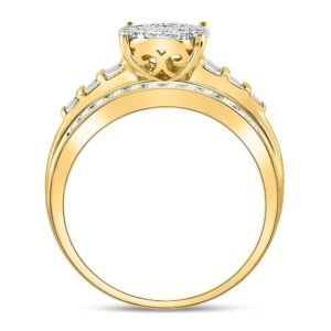 The Diamond Deal 10kt Yellow Gold Round Diamond Oval Bridal Wedding Engagement Ring 1 Cttw