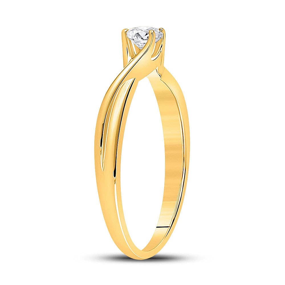 The Diamond Deal 14kt Yellow Gold Womens Round Diamond Solitaire Bridal Wedding Engagement Ring 1/4 Cttw