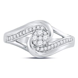 The Diamond Deal 10kt White Gold Round Diamond Cluster Bridal Wedding Engagement Ring 1/4 Cttw