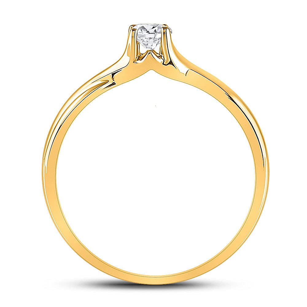 The Diamond Deal 14kt Yellow Gold Womens Round Diamond Solitaire Bridal Wedding Engagement Ring 1/4 Cttw