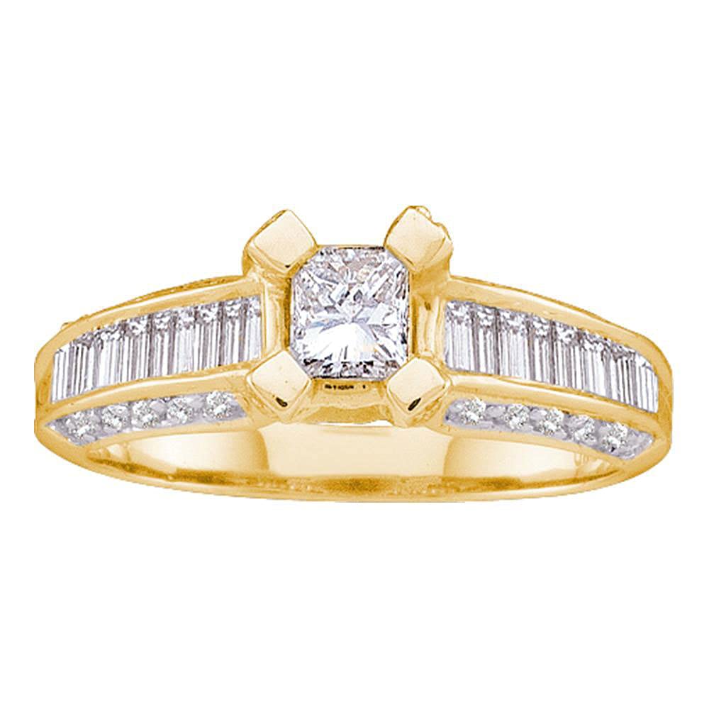 The Diamond Deal 14kt Yellow Gold Princess Diamond Solitaire Bridal Wedding Engagement Ring 1 Cttw