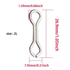 HTHYLURE Fishing Sinker Eyes Eyelets Figure 8 Snap 100pcs/set for Lead Weights Molds Tackle Accessories Long Sinker Eyes-Eyelets Stainless Steel DIY Fishing Lures Eyelets Loops Eyelets Swivels Clip