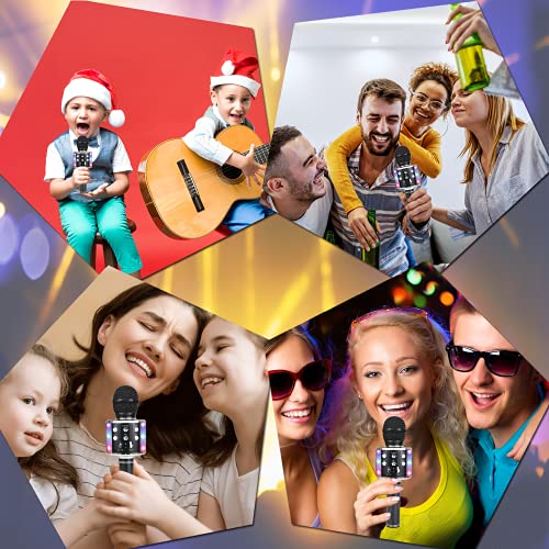 ANBOVES Karaoke Microphone for Kids Adults, Portable Handheld Bluetooth Wireless Karaoke Mic Speaker Machine Gifts for Birthday Party Christmas