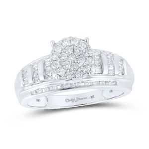 the diamond deal 10kt white gold round diamond cluster bridal wedding engagement ring 1/2 cttw