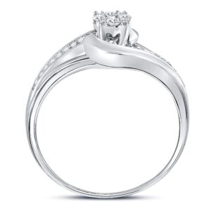 The Diamond Deal 10kt White Gold Round Diamond Cluster Bridal Wedding Engagement Ring 1/4 Cttw