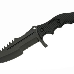 Szco Supplies 8.5” Black Finished Full tang Fixed Blade Saw Back Tracker Survivor Knife With Sheath