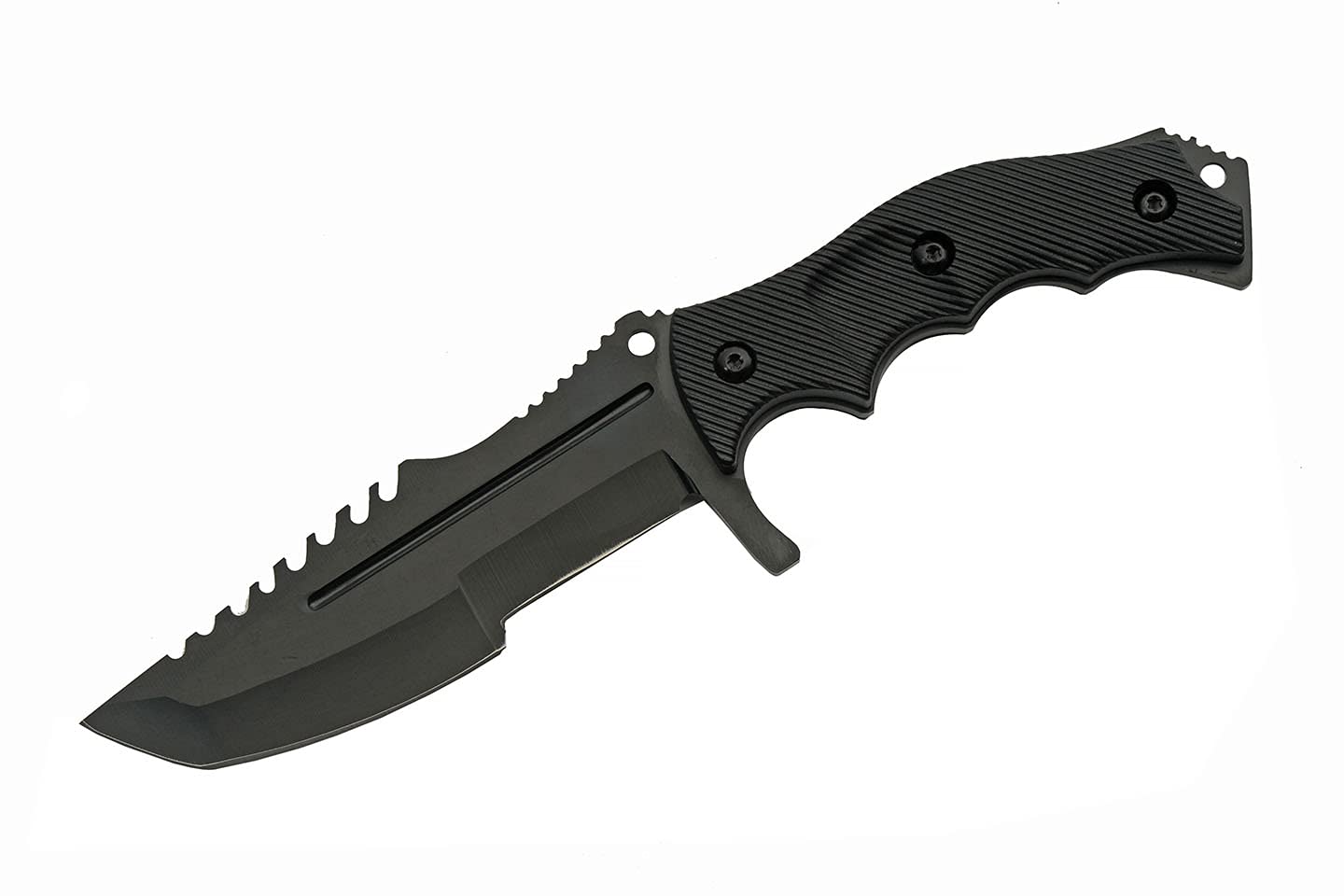 Szco Supplies 8.5” Black Finished Full tang Fixed Blade Saw Back Tracker Survivor Knife With Sheath