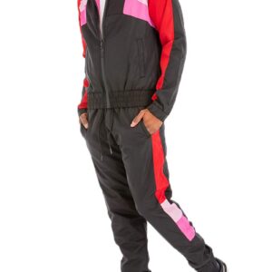 WEIV GEAR Men’s Tracksuit Set – 2 Piece Outfit Casual Active Full Zip Up Windbreaker Jacket and Drawstring Joggers Sweatpants SET509/709 RED L