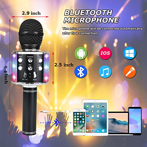 ANBOVES Karaoke Microphone for Kids Adults, Portable Handheld Bluetooth Wireless Karaoke Mic Speaker Machine Gifts for Birthday Party Christmas