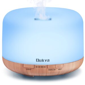 dukya 500ml essential oil diffuser, 5 in 1 ultrasonic aromatherapy fragrant oil humidifier vaporizer, timer and auto-off safety switch