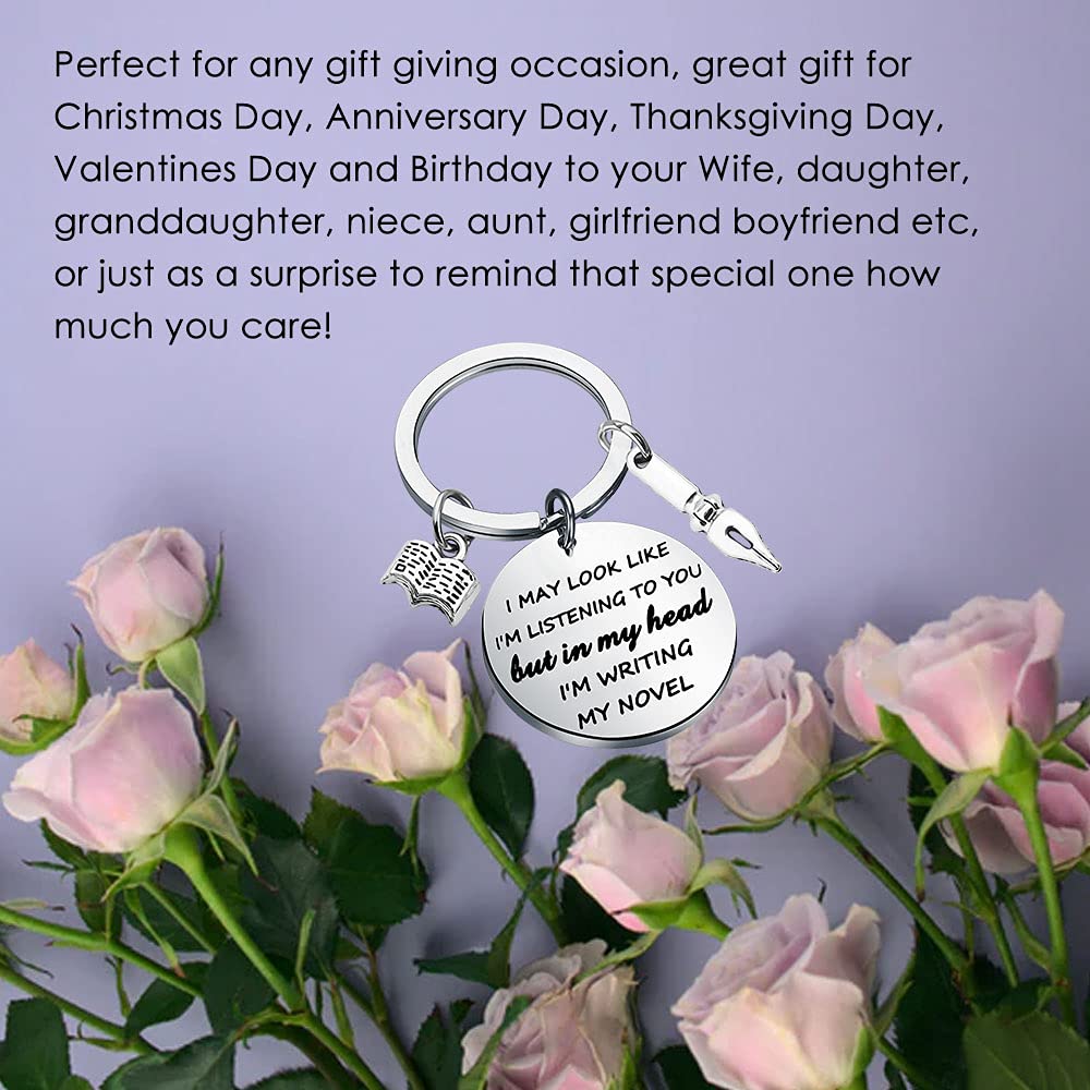 Novel Writer Keychain Writer Themed Gift Novelist Author Gift Gift for Writer Author Novelist (head WRITING MY NOVEL)