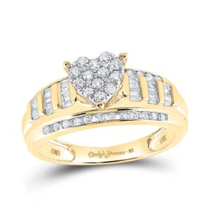 the diamond deal 10kt yellow gold round diamond heart bridal wedding engagement ring 1/2 cttw