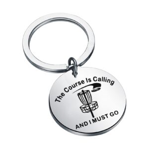 tiimg funny disc golf keychain frisbee golfer gift best disc golfer gift gift for disc golfer dad husband (the course is calling)