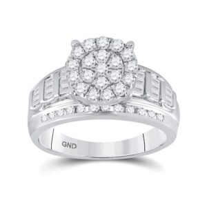 the diamond deal 10kt white gold round diamond cluster bridal wedding engagement ring 7/8 cttw