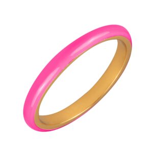 juliette collection gold plated neon pink enamel stackable fashion ring for women - size 8